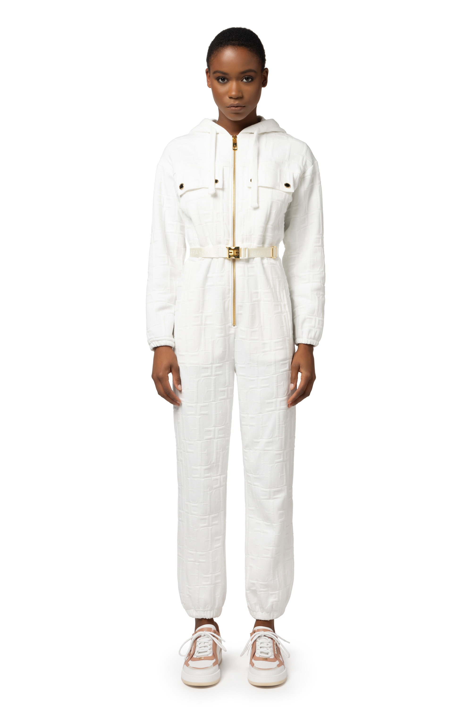 Combinaison en molleton jacquard avec capuche | Elisabetta Franchi® Outlet
